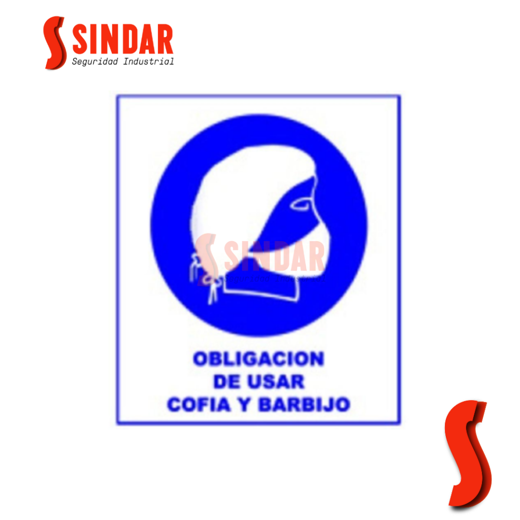 Cartel «Obligación de Usar Cofia y Barbijo» – 400X450mm - Sindar